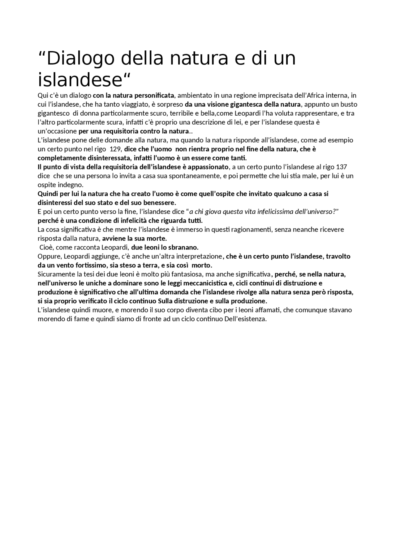 Leopardi Dialogo Della Natura E Di Un Islandese” Docsity