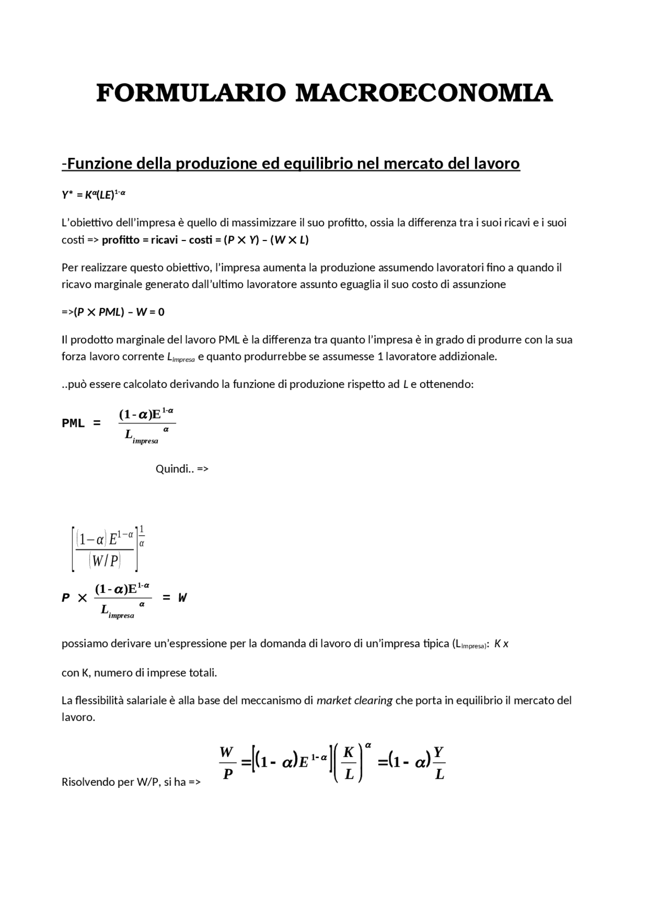 Formulario Macroeconomia Formulari Di Macroeconomia Avanzata Docsity