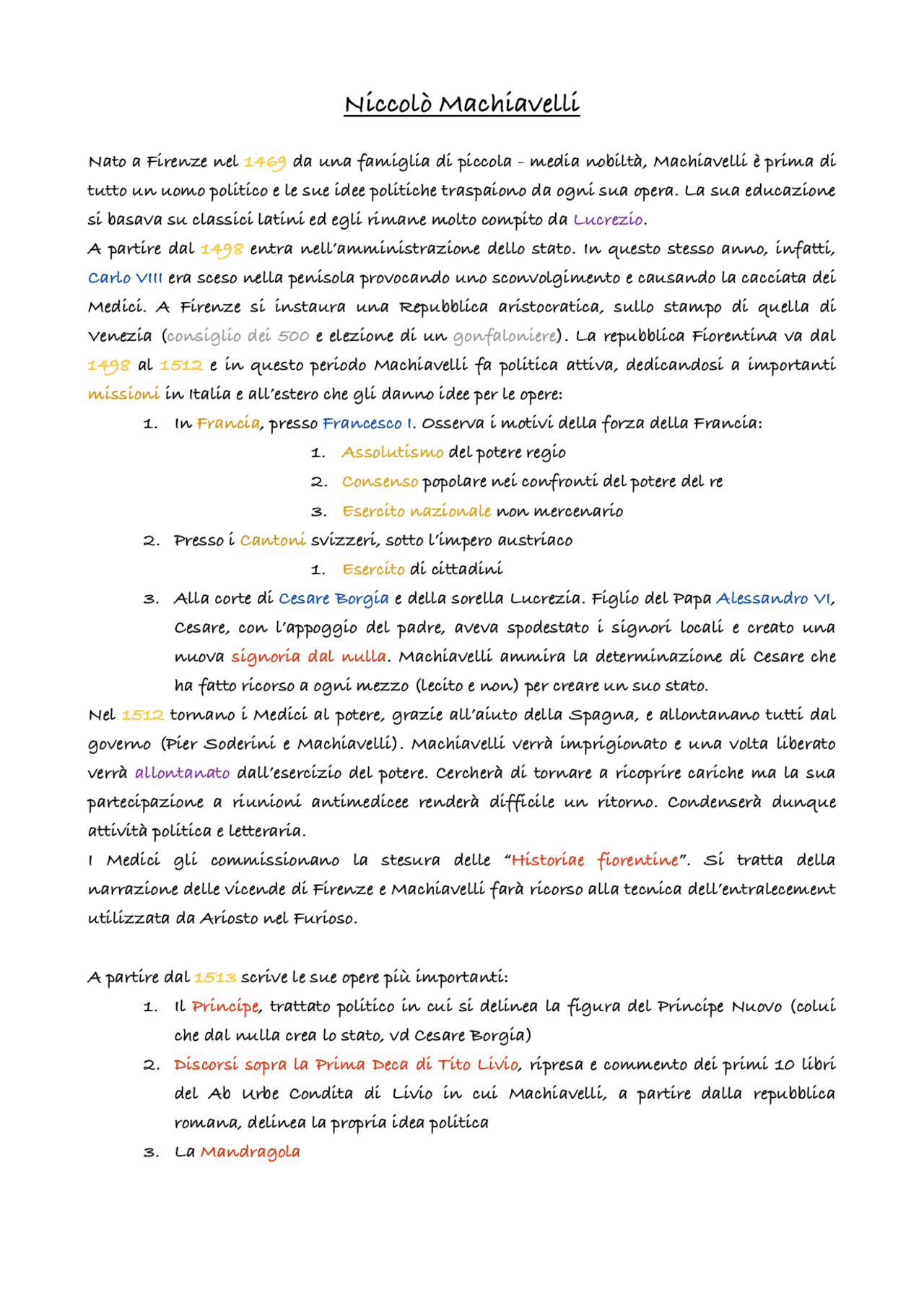 Machiavelli E Guicciardini Docsity