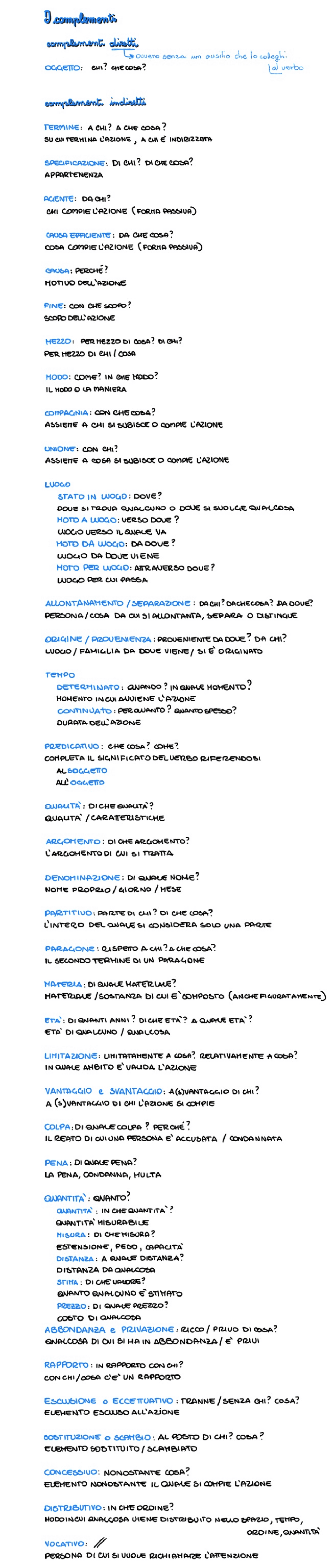 Grammatica - I Complementi - Docsity