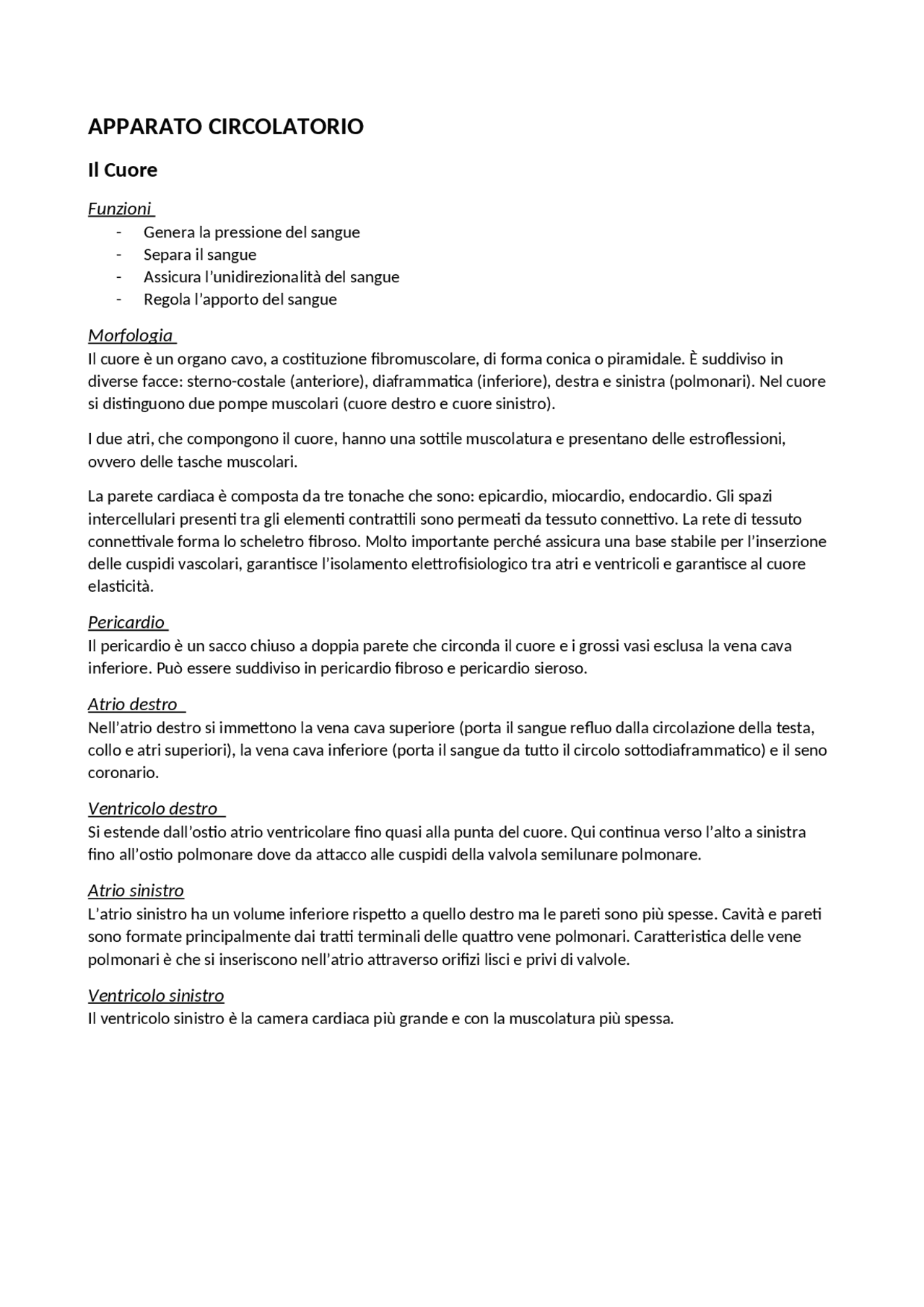 Sistema Circolatorio Docsity