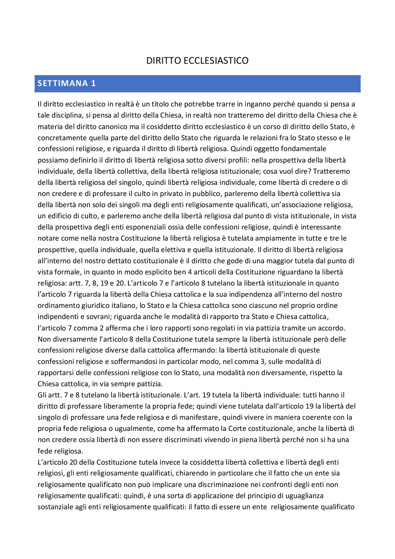 Appunti Diritto Ecclesiastico Docsity