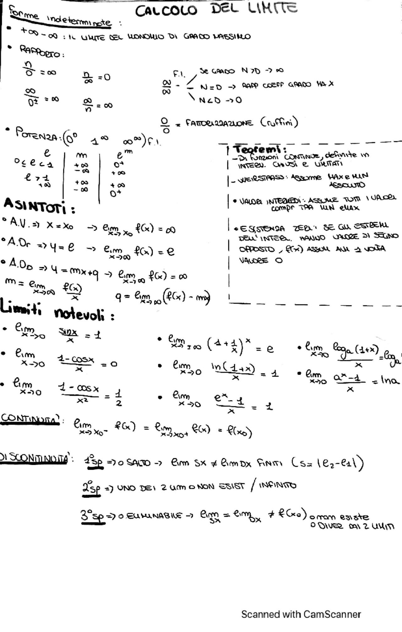 Calcolo Del Limite Forme Indeterminatelimiti Notevoli Docsity