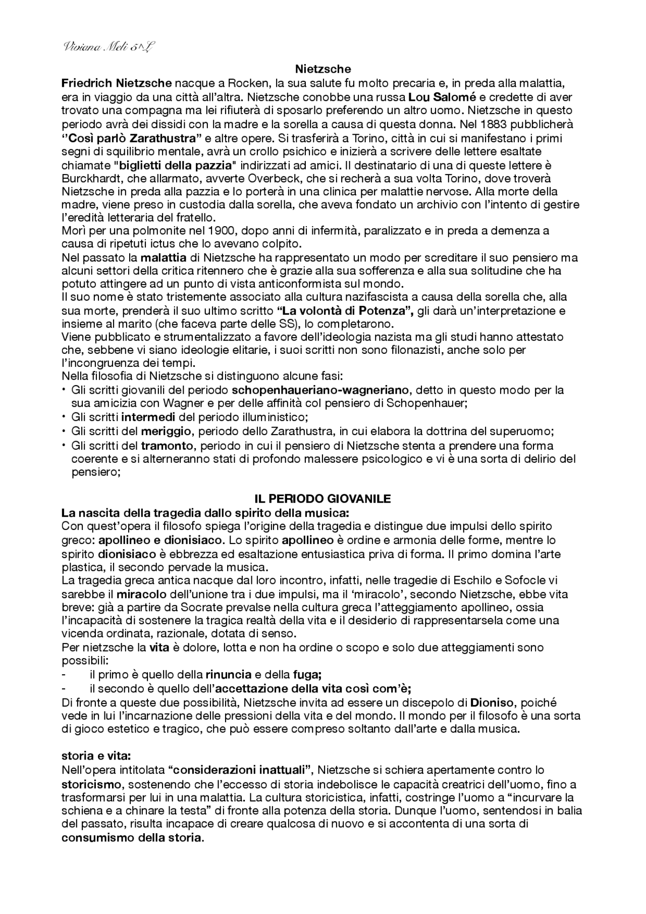 Riassunto Di Nietzsche Appunti Di Filosofia Docsity
