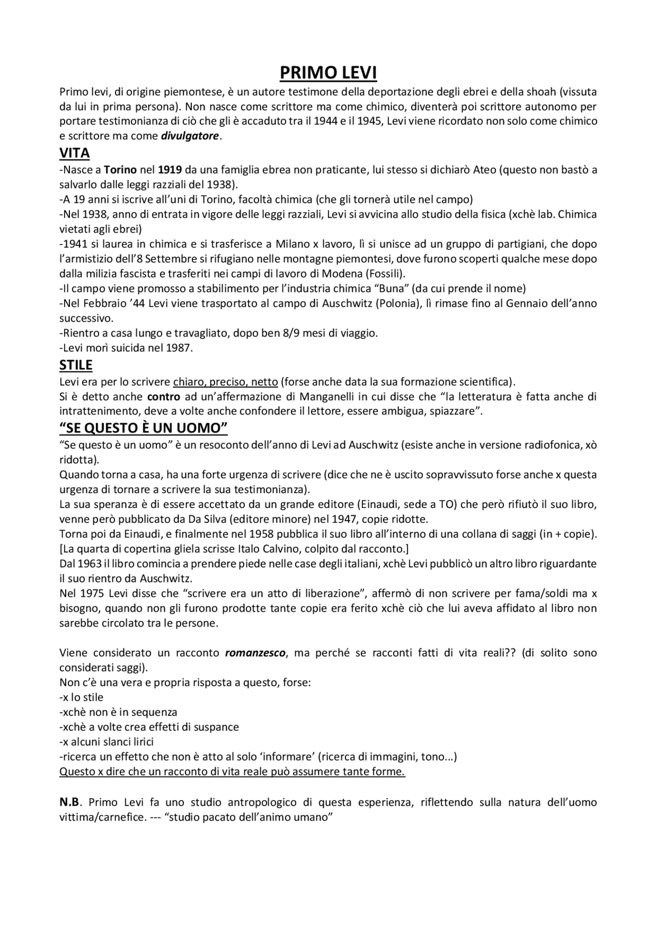 Preparazione Prima Parte Desame Docsity