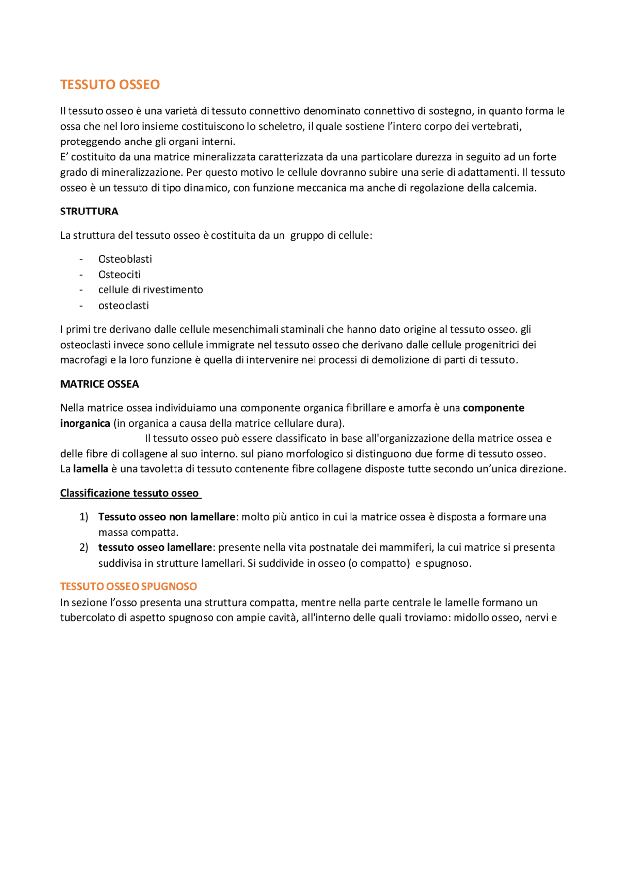Tessuto Osseo Istologia Docsity