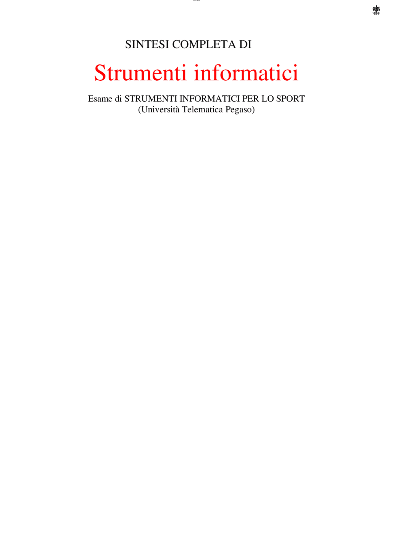Strumenti Informatici Per Lo Sport Docsity