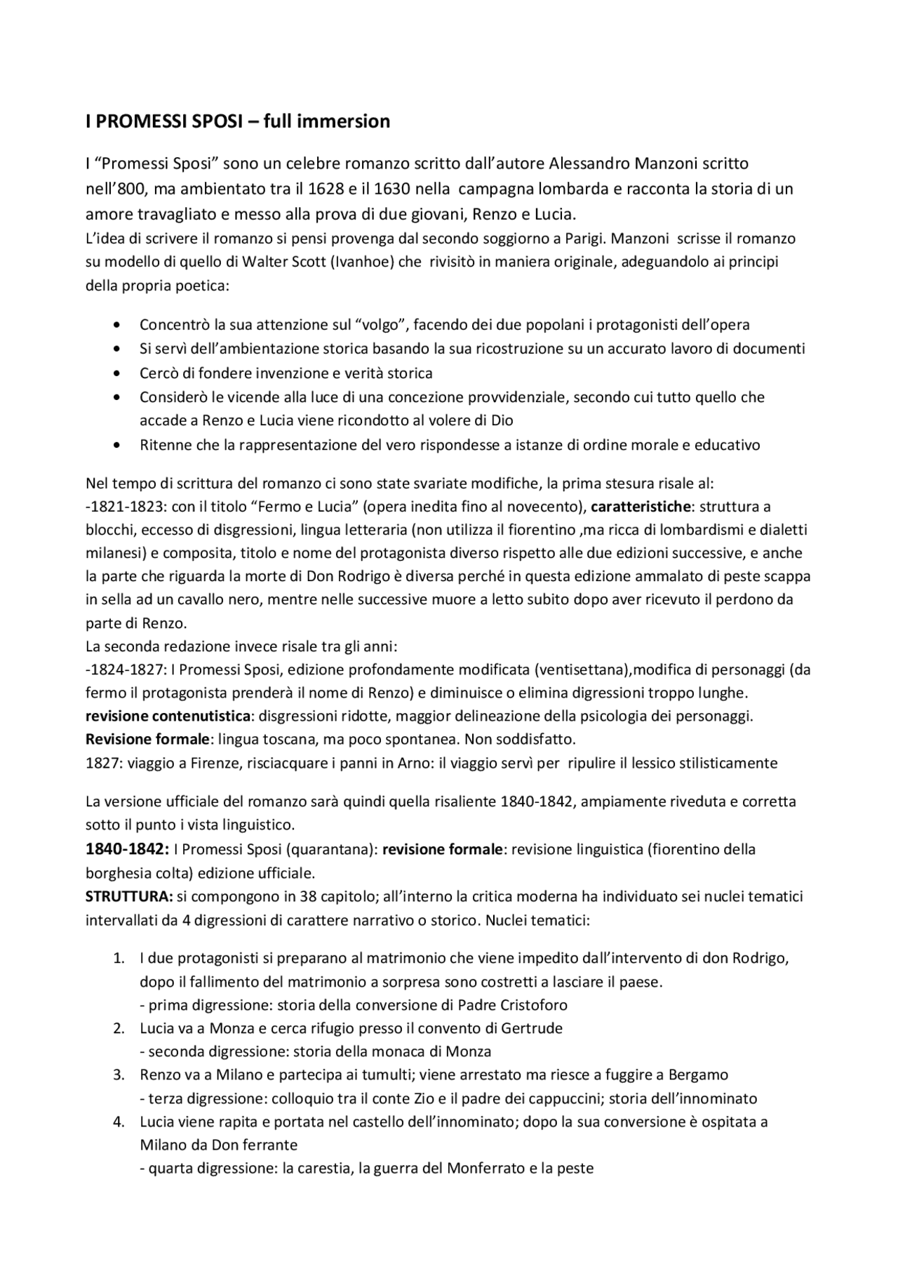 I Promessi Sposi: full immersion - Docsity