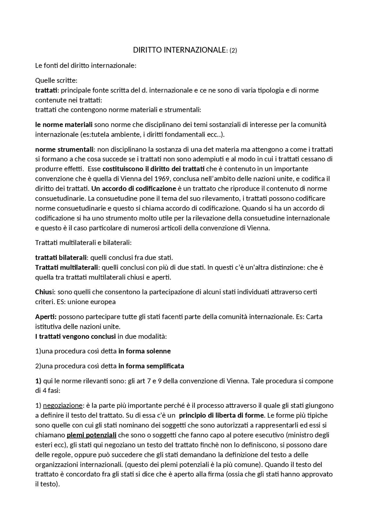 Fonti diritto internazionale - Docsity