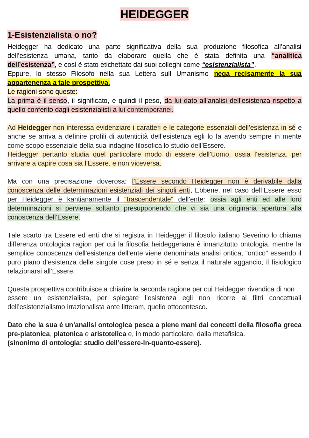 Heidegger Riassunto In Breve Docsity