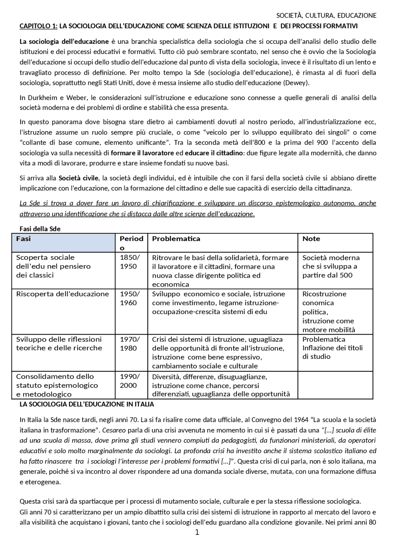 Riassunto Del Libro Società Ed Educazione Docsity