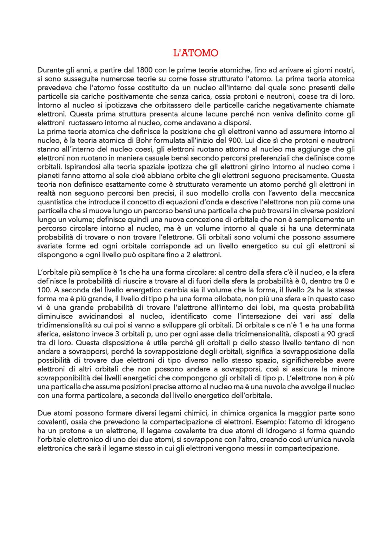 Atomo Orbitali E Ibridazione Docsity
