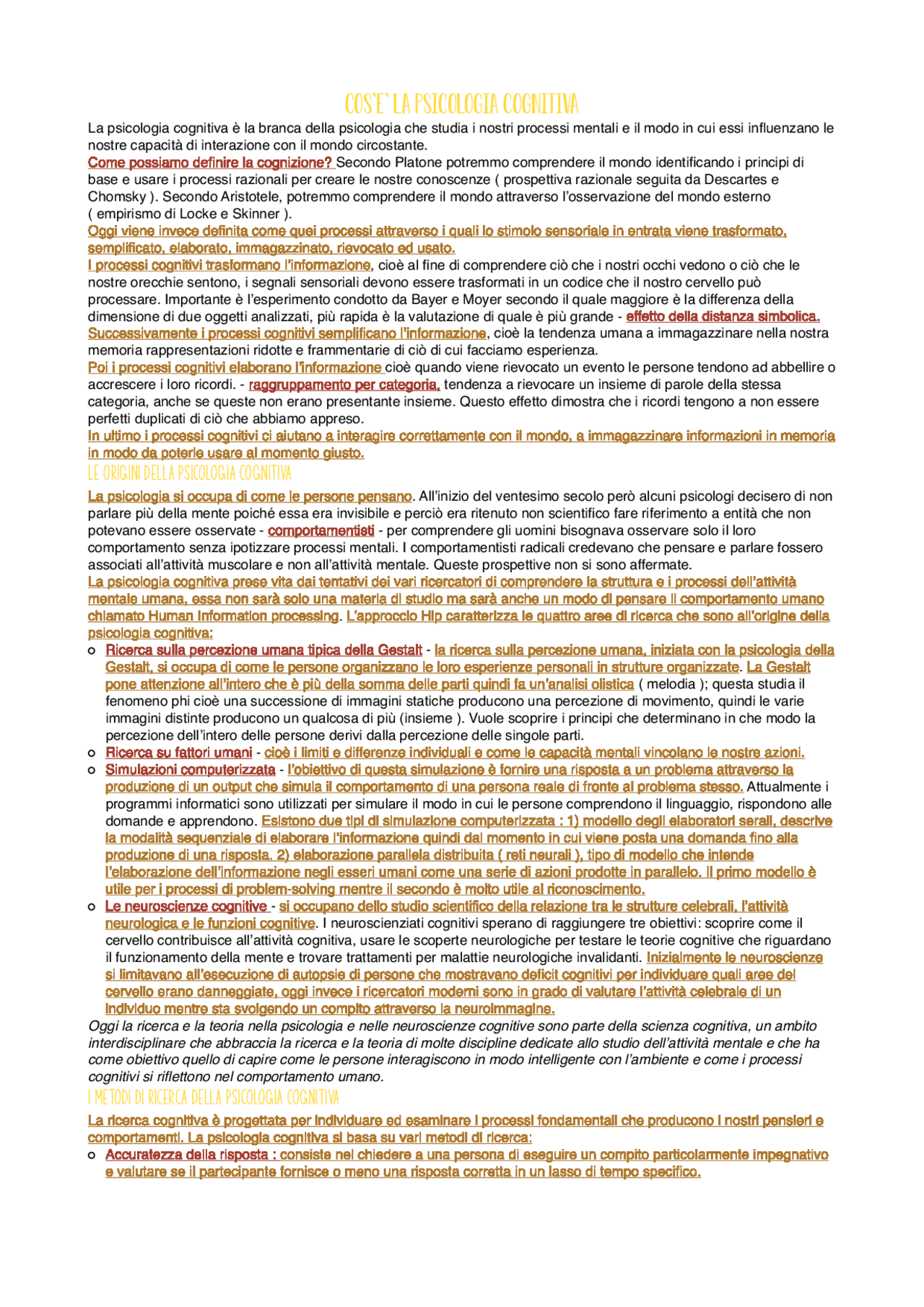 Riassunto Psicologia Cognitiva Revlin Tranne Cap 8 Docsity