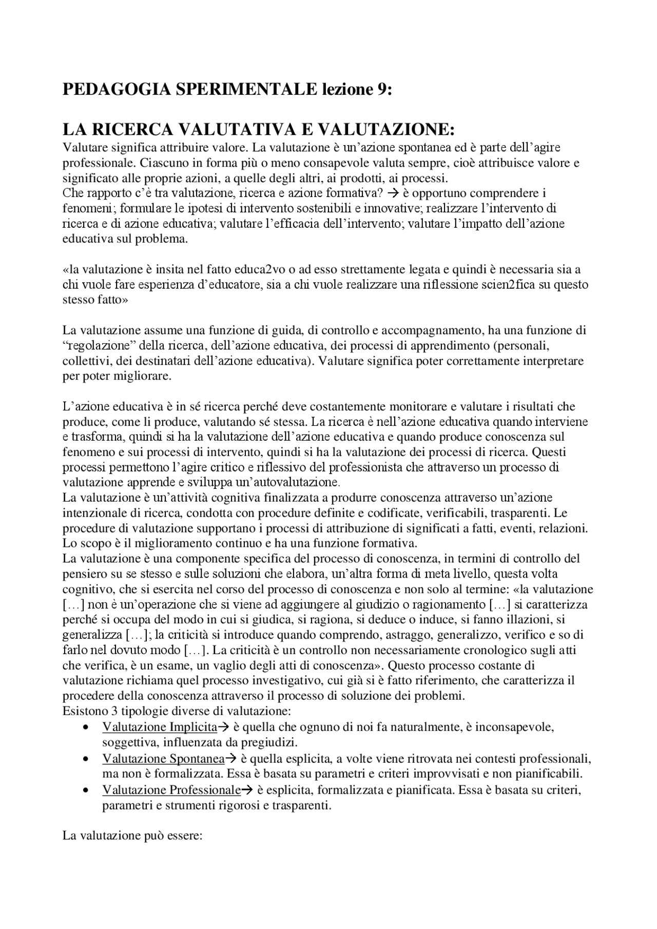 Appunti Pedagogia Sperimentale Docsity