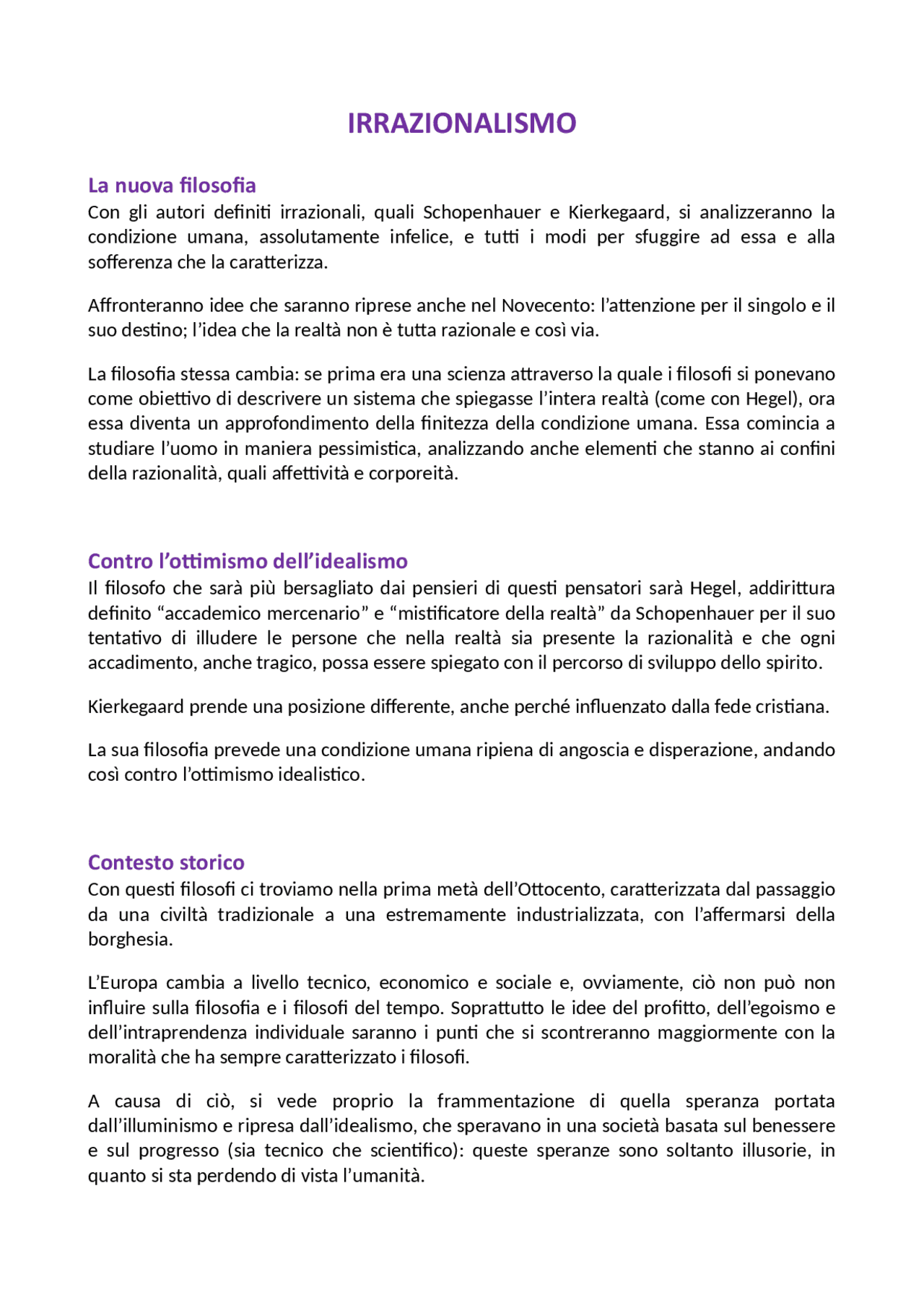 Schopenhauer E Kierkegaard Docsity