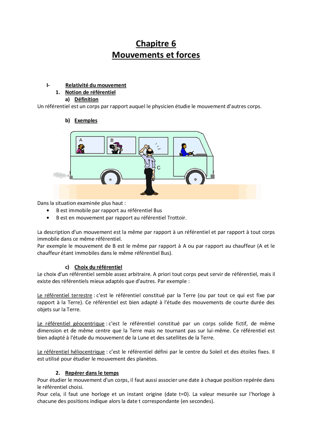 Chapitre de Physique: Mouvements et Forces (niveau collège) - Docsity