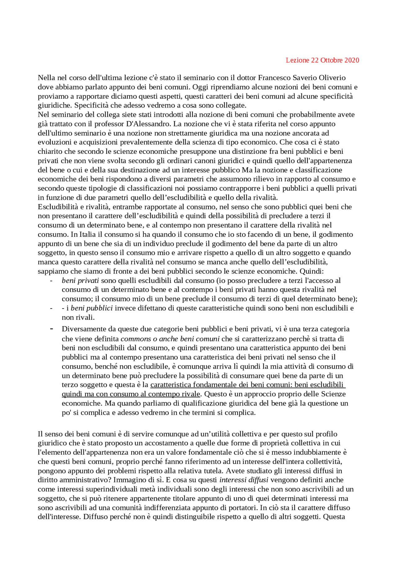 Sbobbine Diritto Dei Beni Comuni Docsity