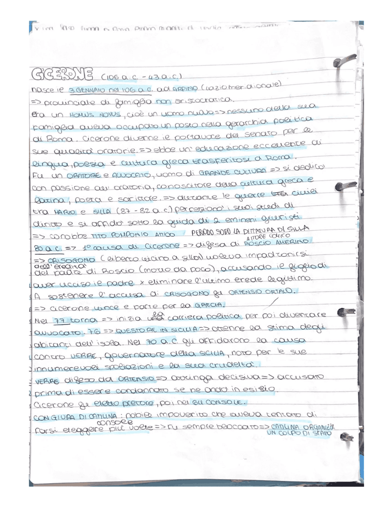 Cicerone Vita E Opere Schemi E Mappe Concettuali Di Latino Docsity