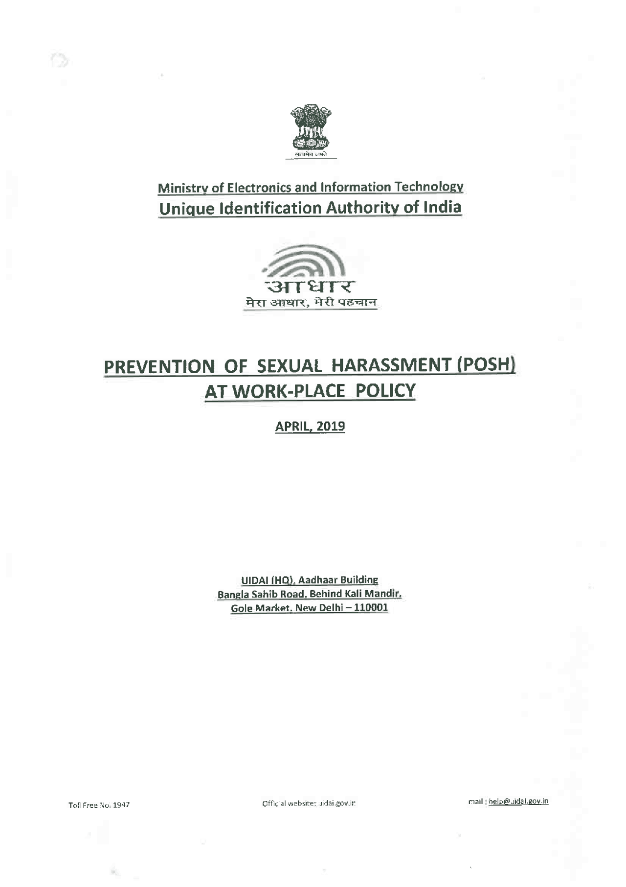 ..POSh policy in companies | Cheat Sheet English - Docsity