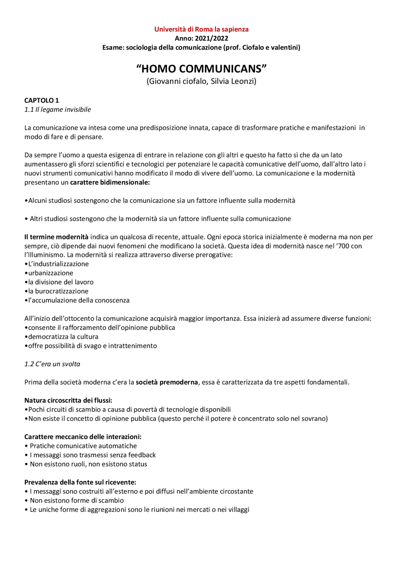 Homo Communicans Riassunto Libro Docsity