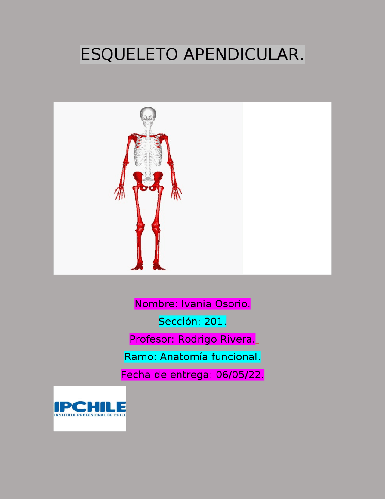 Esqueleto apendicular - Docsity