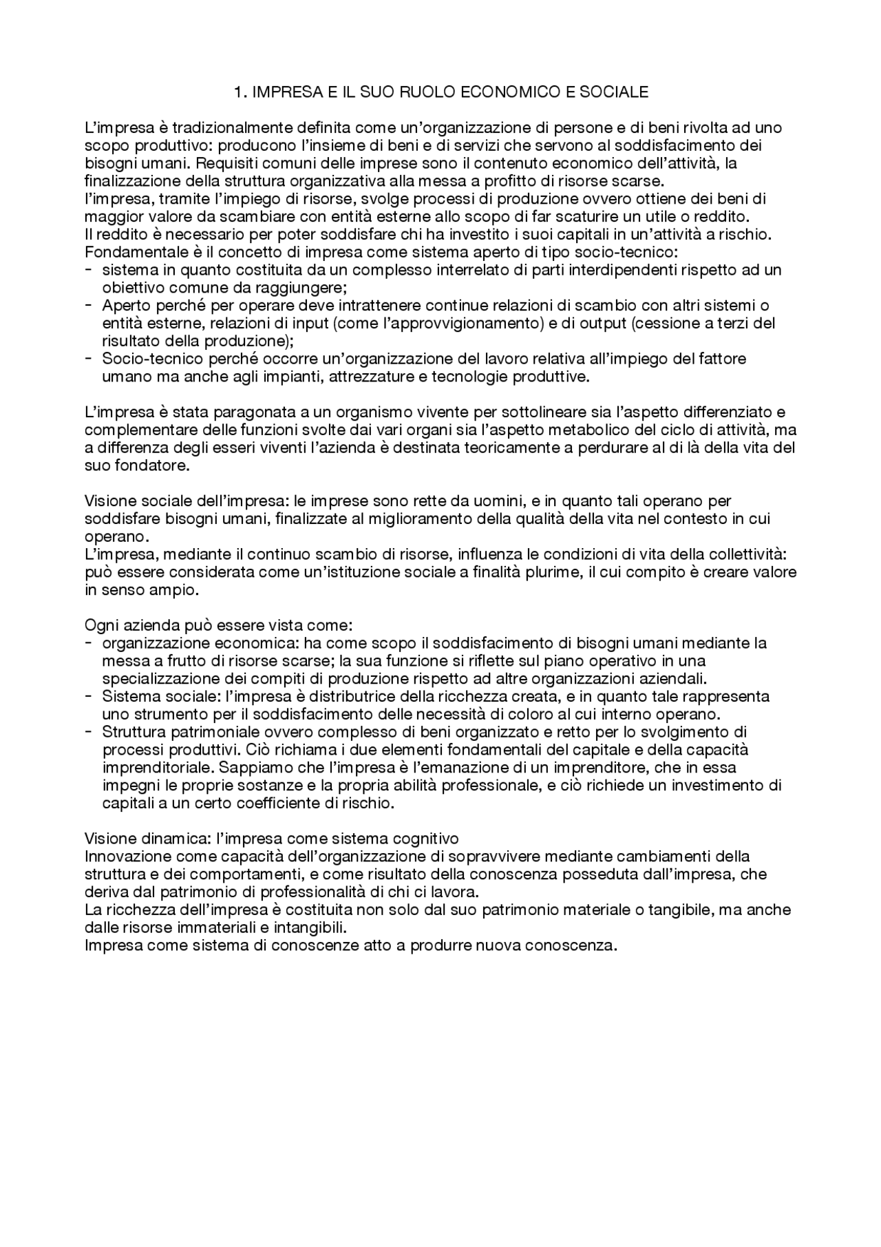 Economia E Gestione Delle Imprese Sciarelli Docsity