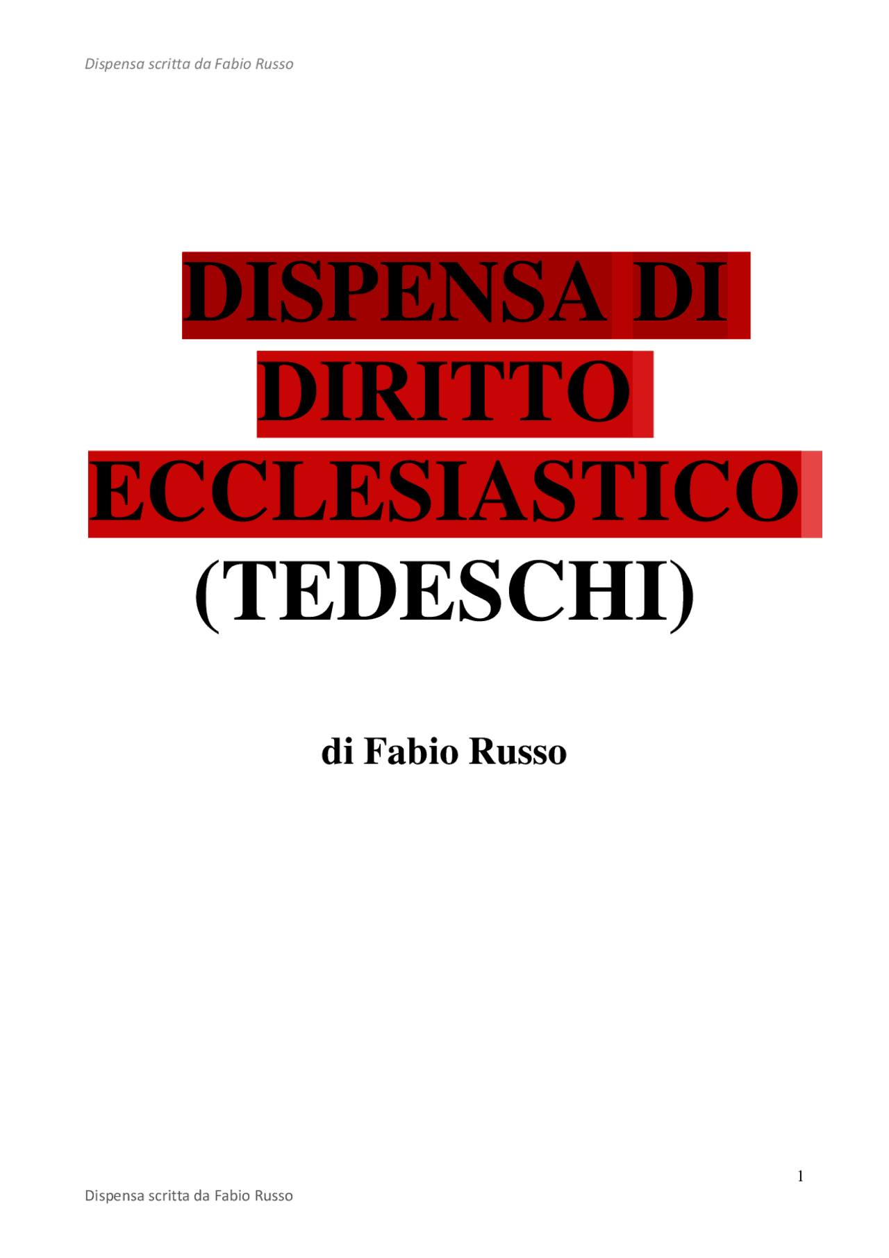 Diritto Ecclesiastico Docsity
