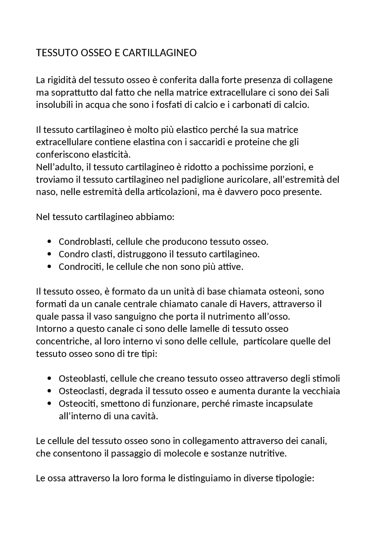 Tessuto Osseo E Cartilagineo Docsity