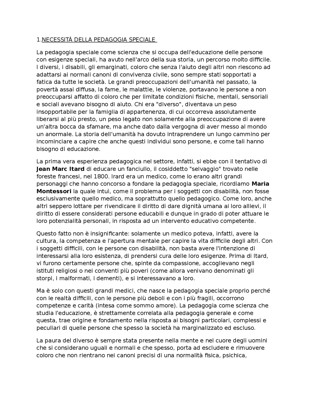 Pedagogia Speciale Per Linclusione Docsity