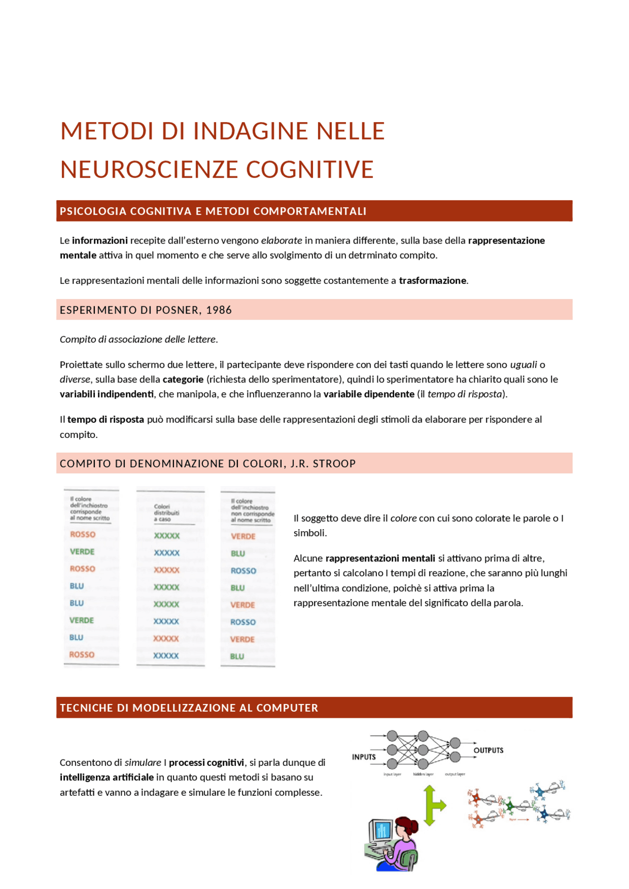 Descrizione Delle Principali Tecniche Di Indagine In Neuroscienze