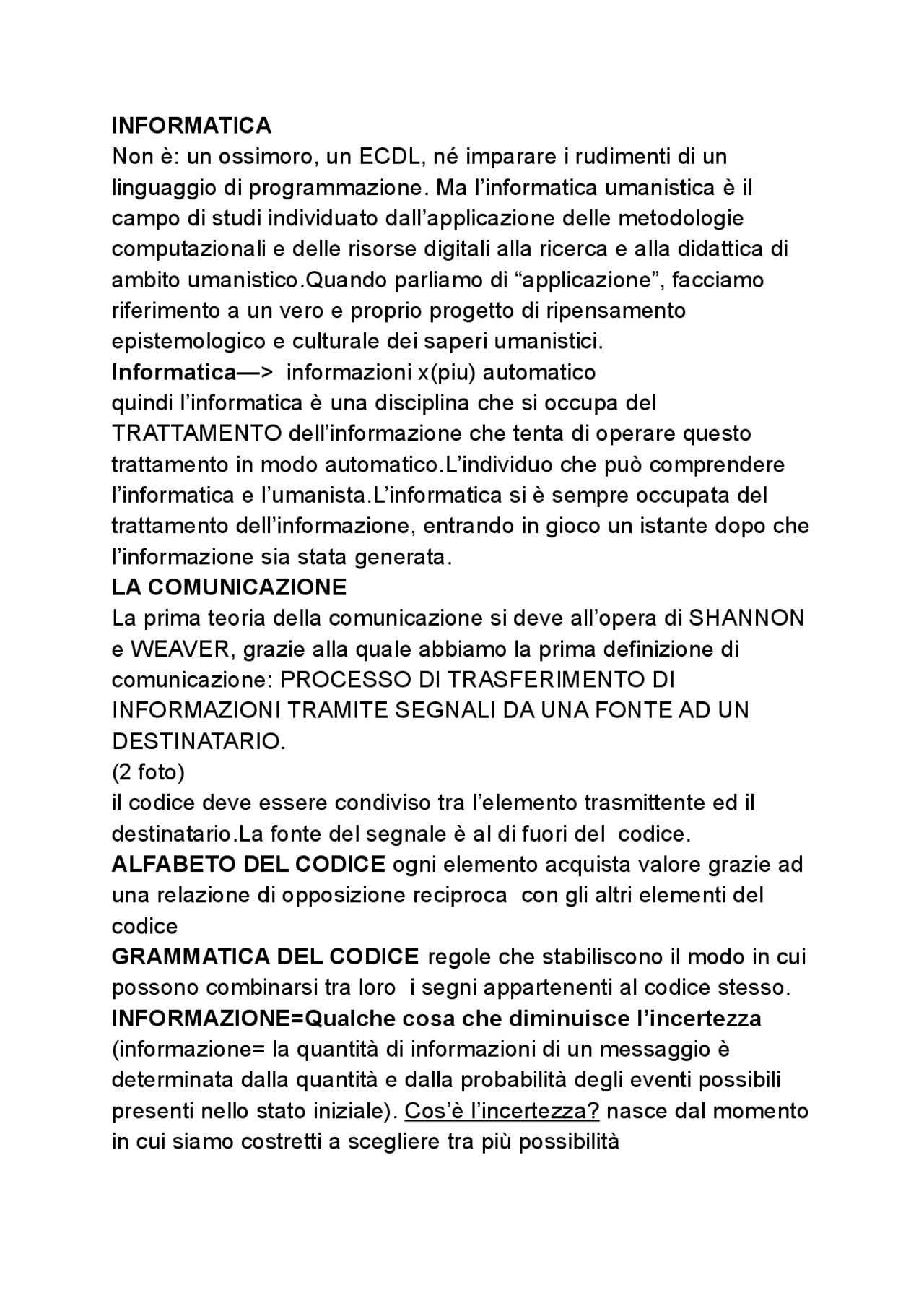 Lezione Di Informatica Umanistica Docsity