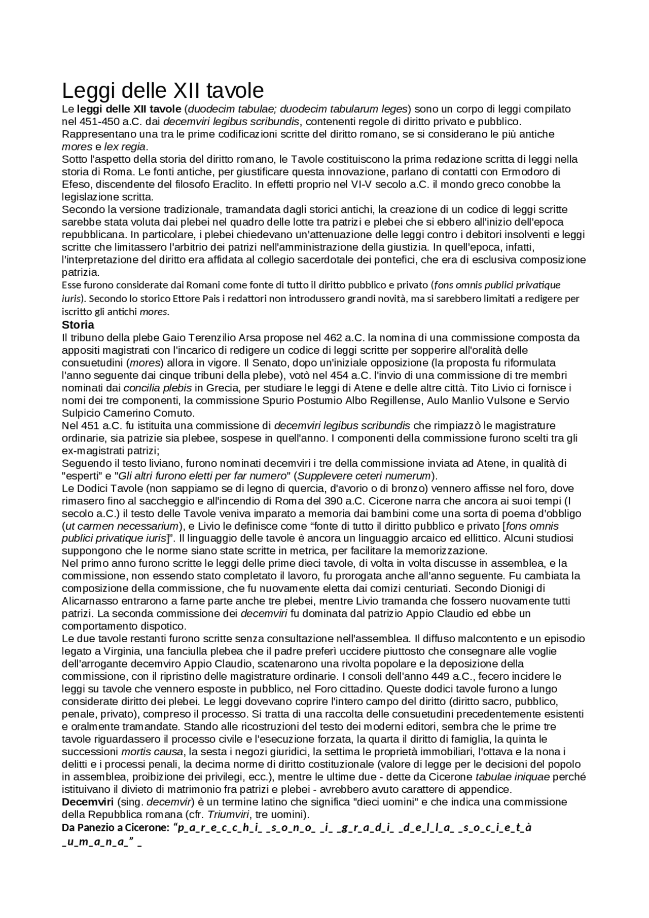 Le Leggi Delle Xii Tavole Docsity