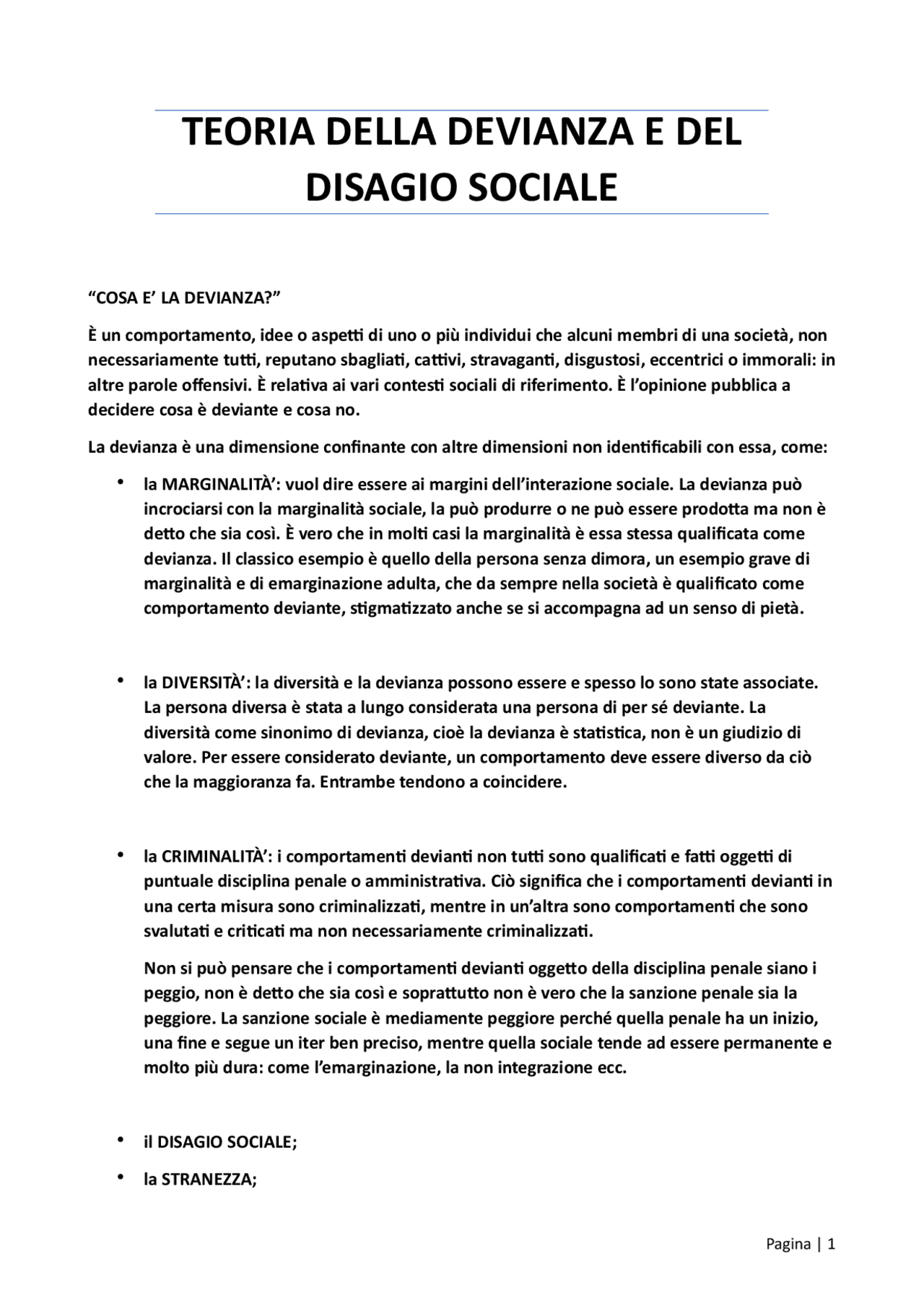 Sbobinature Teoria Della Devianza E Del Disagio Sociale Sbobinature