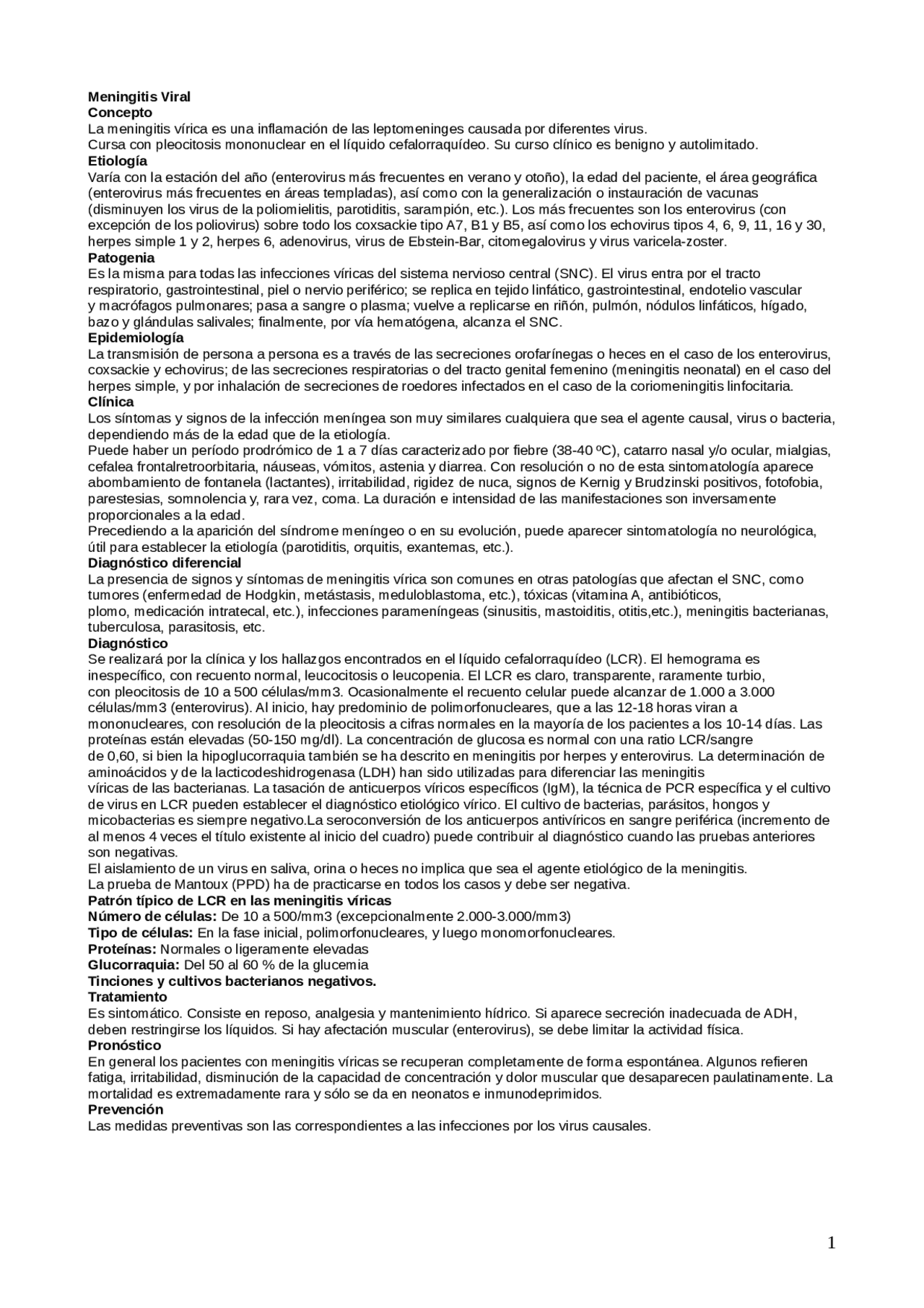 Meningitis Viral En El NiÑo Resúmenes De Pediatría Docsity