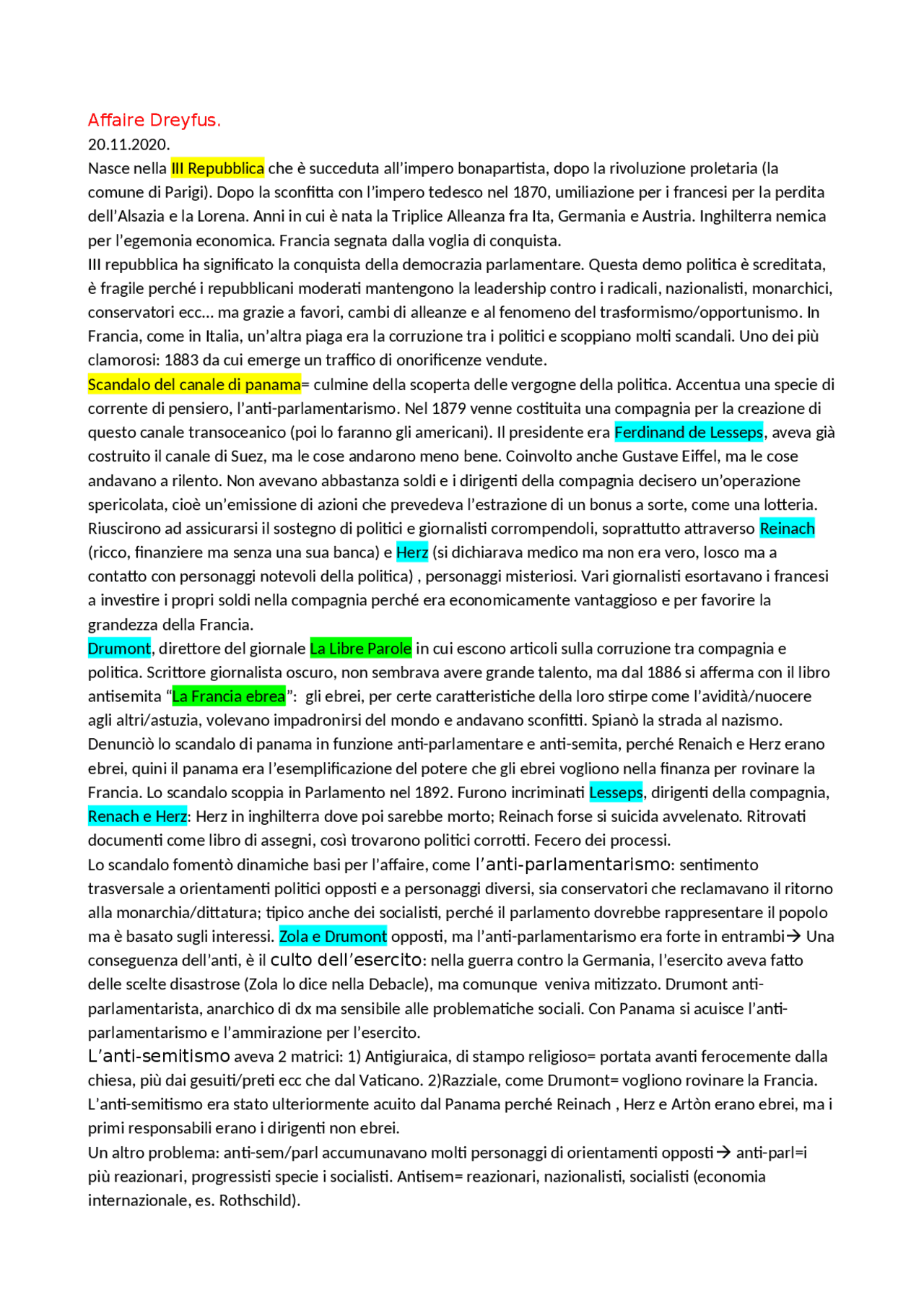 Affaire Dreyfus Da Lezioni Docsity