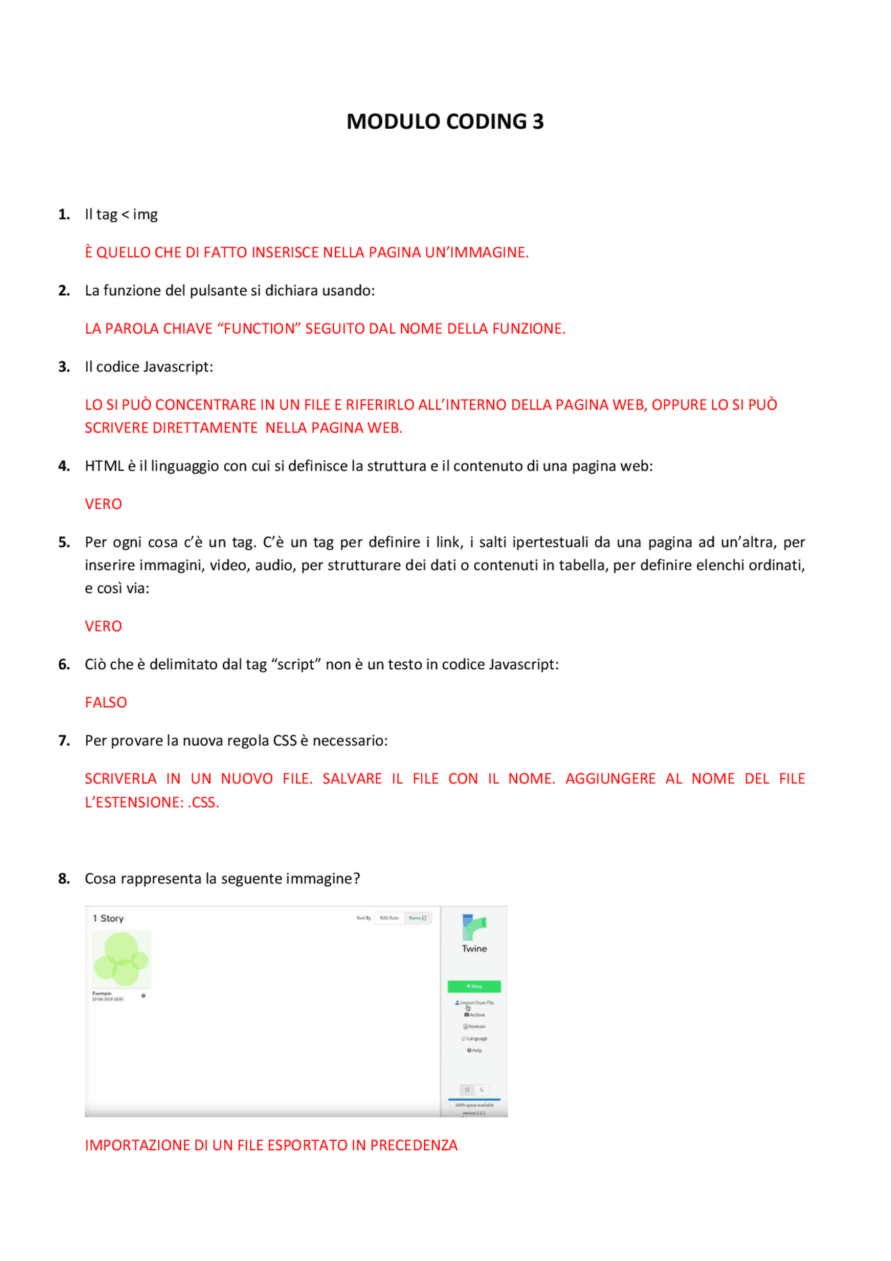 Eipass Coding Superiori 3 Modulo Risposte Docsity