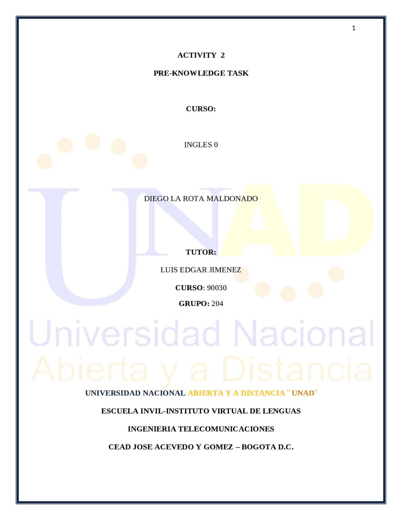 ACTIVITY 2 PRE-KNOWLEDGE TASK - Docsity