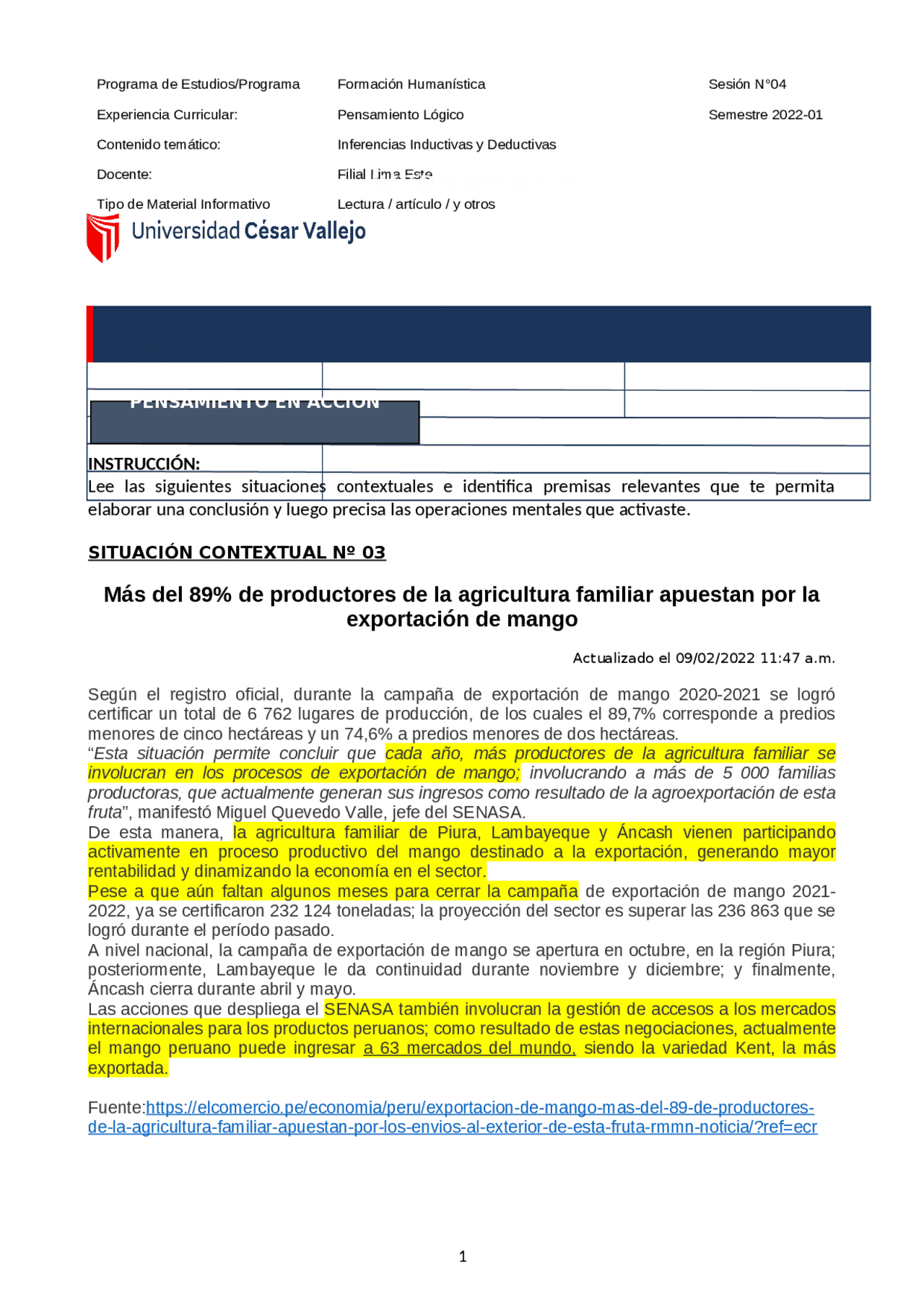 Pensamiento Logico Actividad Ucv Docsity
