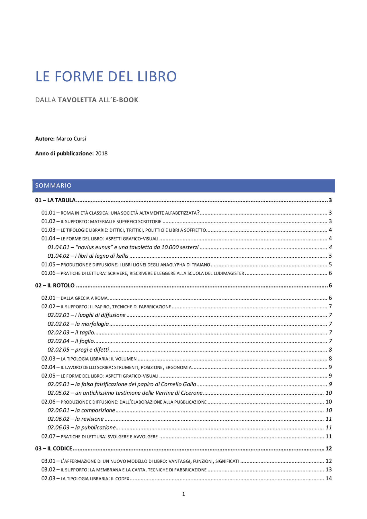 Le Forme Del Libro M Cursi Riassunto Docsity