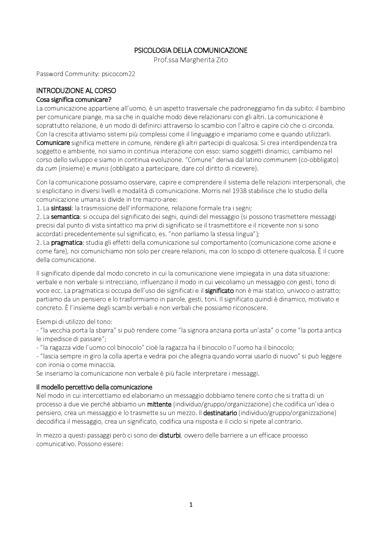 Appunti Psicologia Della Comunicazione Zito Docsity