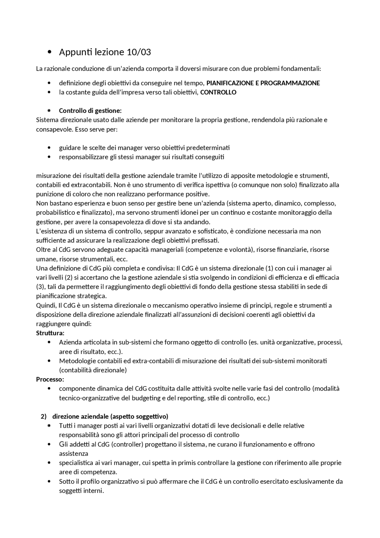 Programmazione E Controllo E Analisi Dei Costi Docsity