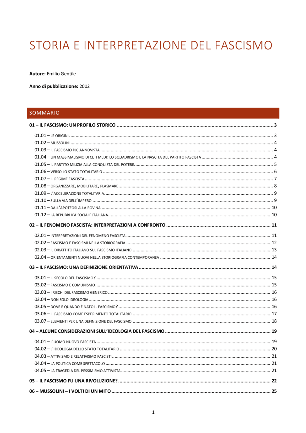Storia Ed Interpretazione Del Fascismo E Gentile Riassunto Docsity
