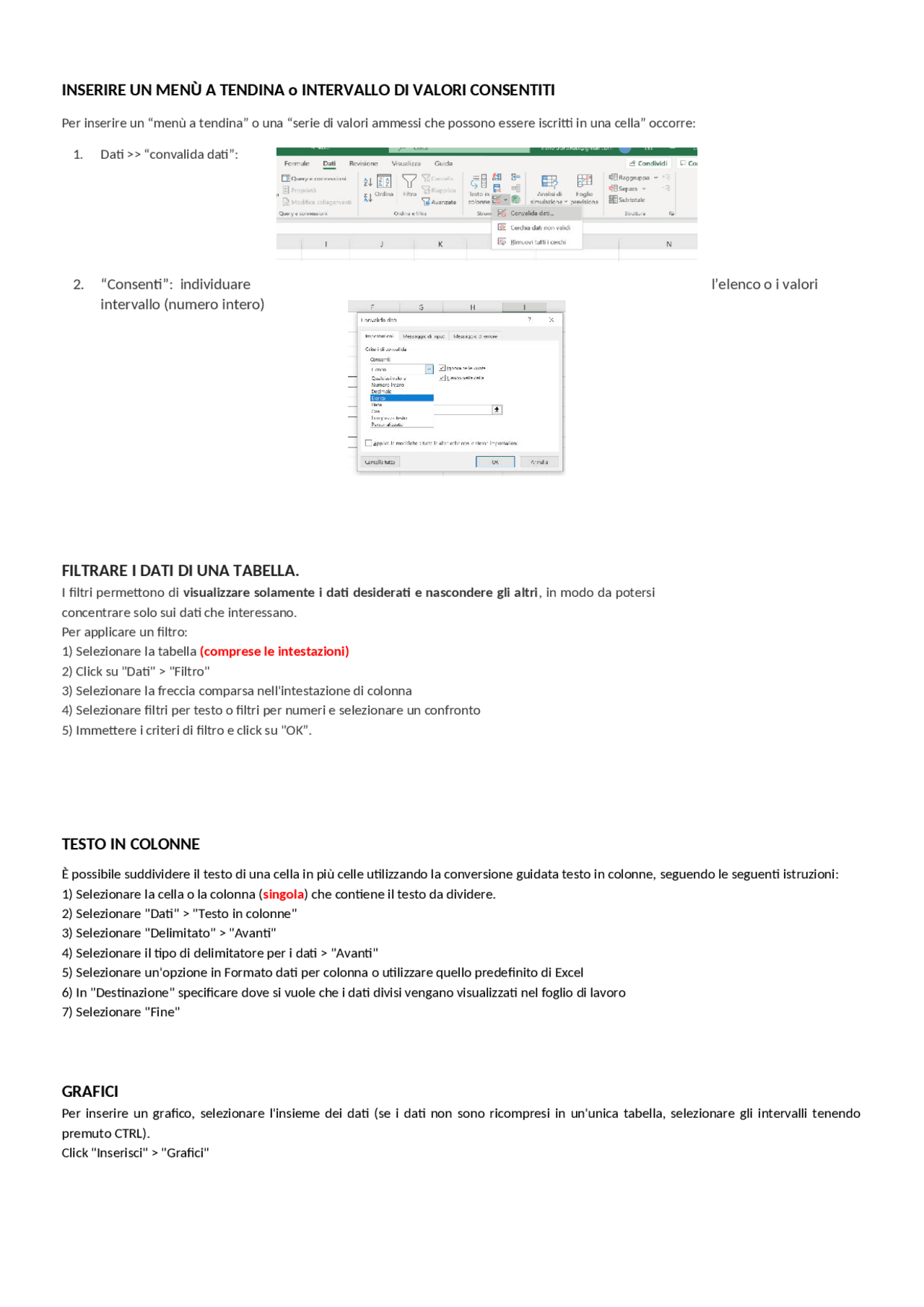 Appunti Corso Di Excel Base 3cfu Conoscenze Generali Docsity