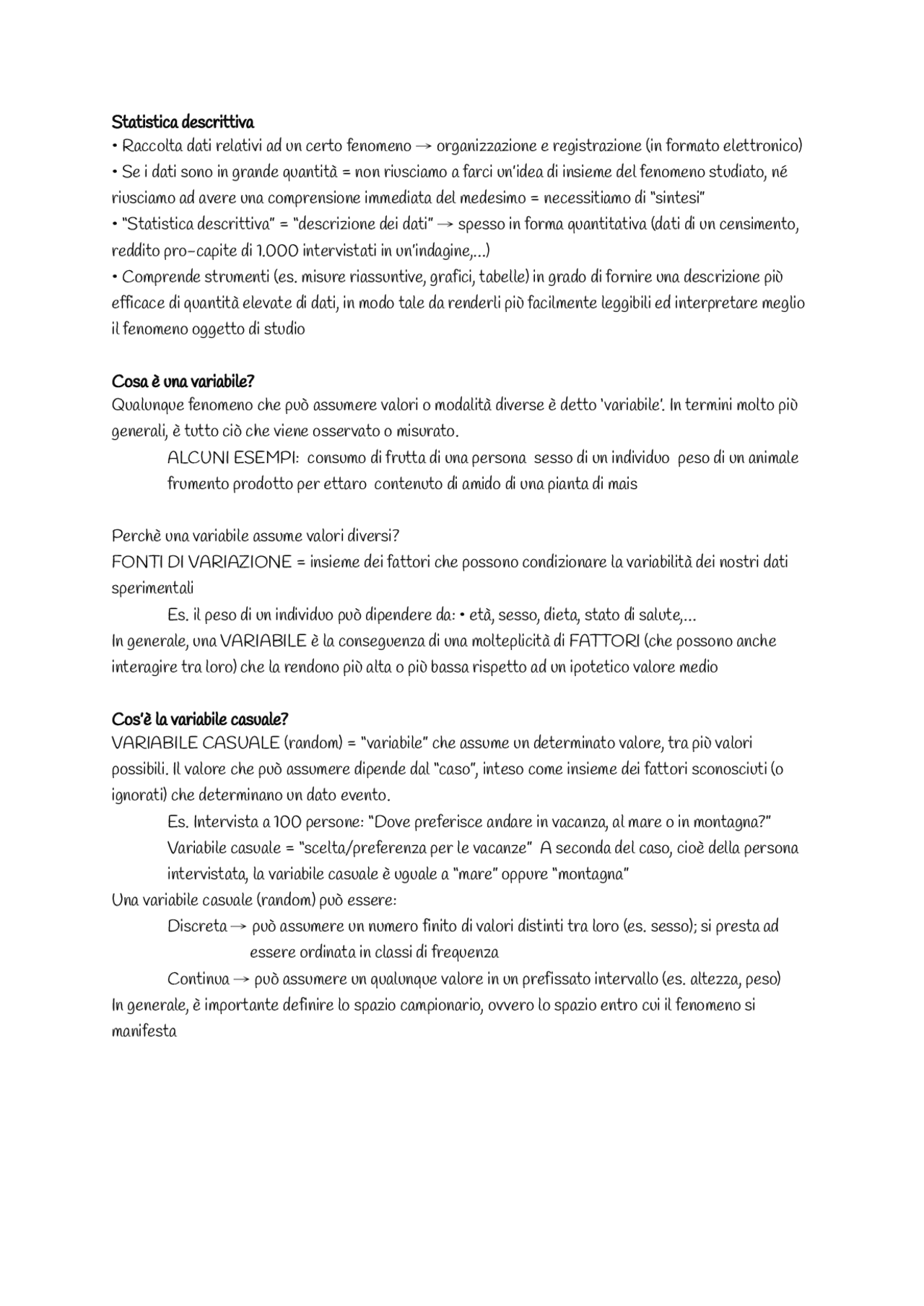 Statistica Descrittiva Docsity