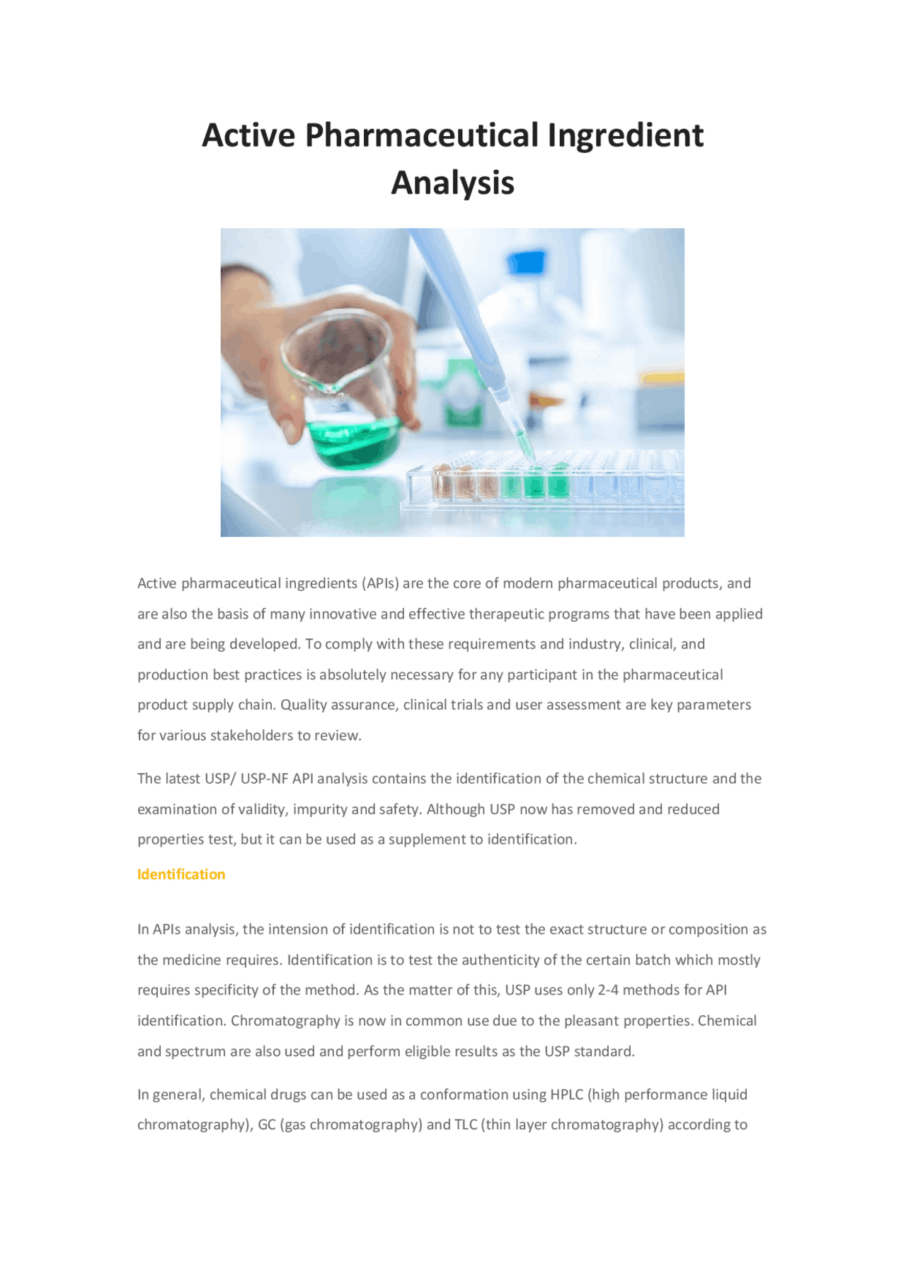Active Pharmaceutical Ingredient Analysis | Study notes Analytical ...