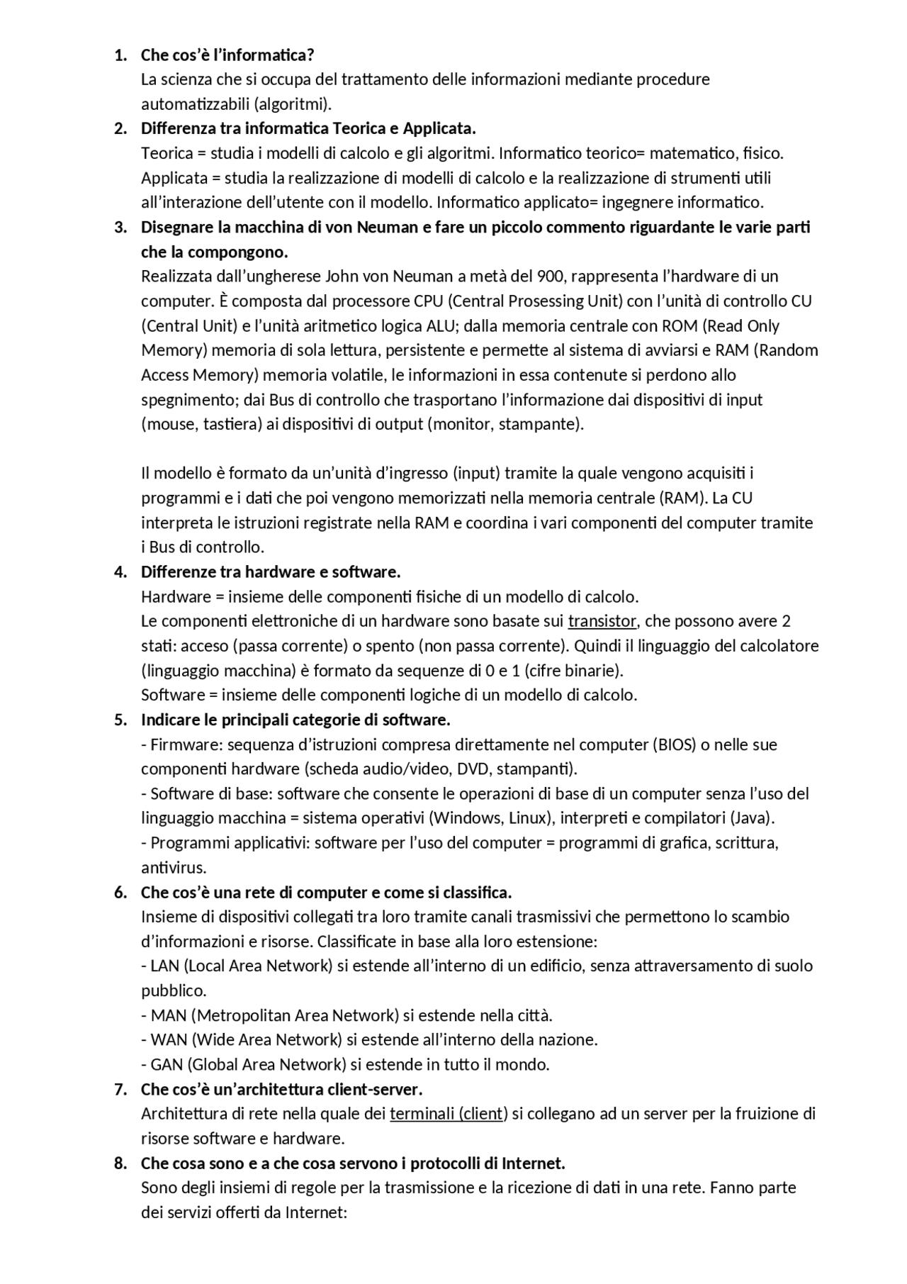 Domande Di Informatica Docsity