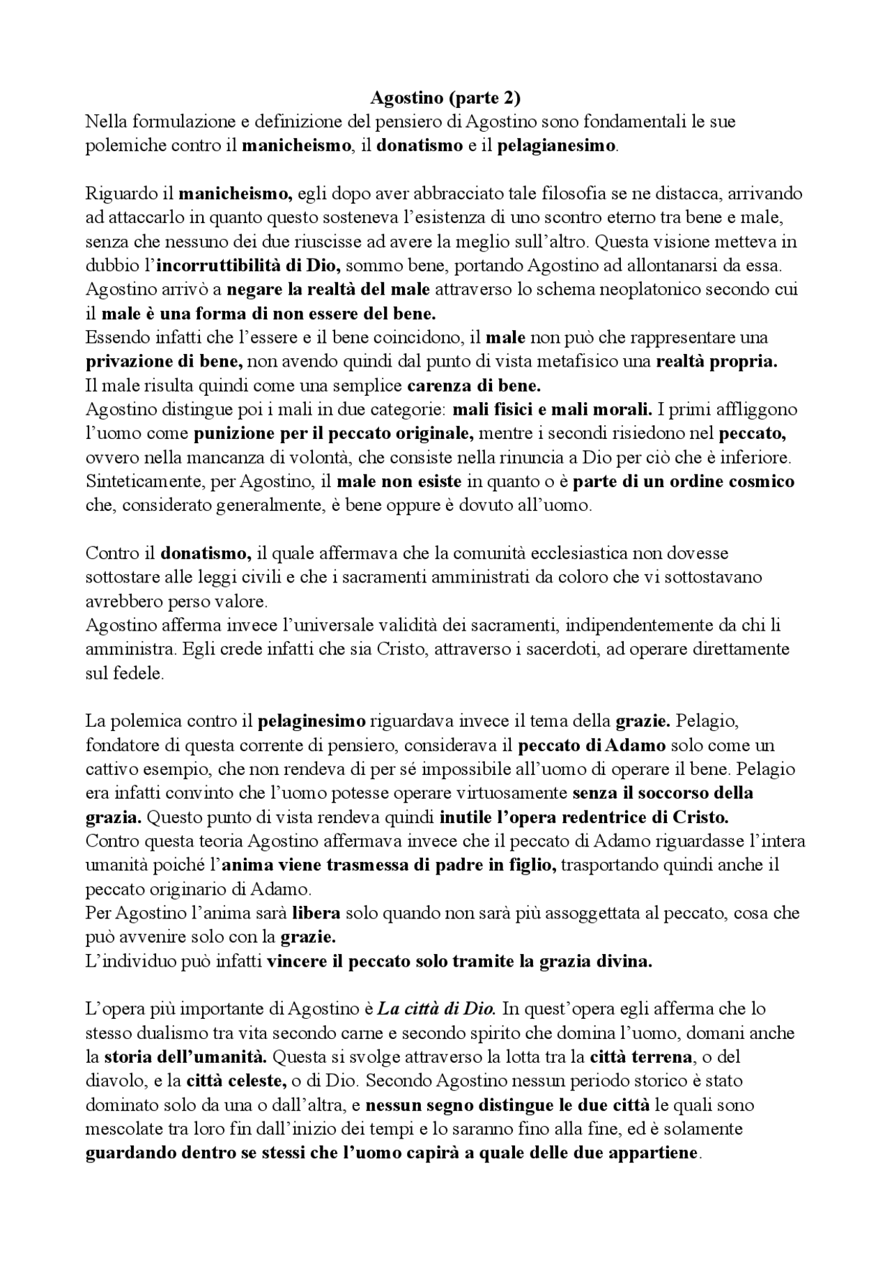 Agostino Seconda Parte Riassunto Completo Docsity