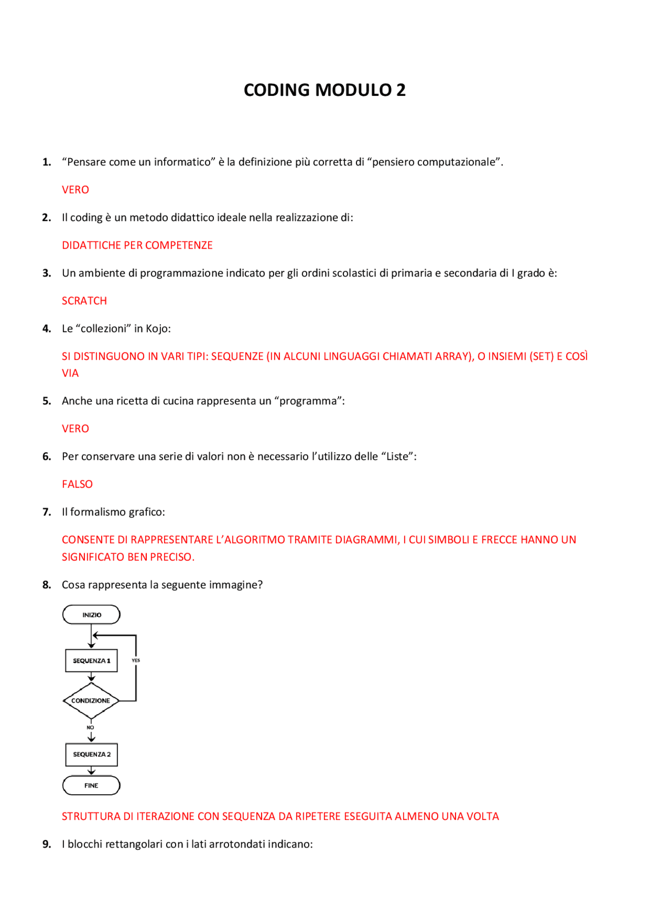 Eipass Coding Superiori 2 Modulo Risposte Docsity