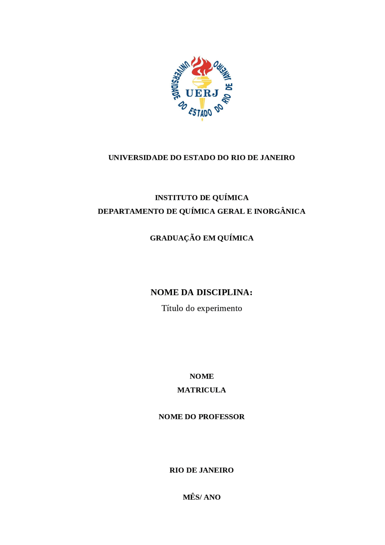 Modelo Relatório Uerj Trabalhos Química Docsity