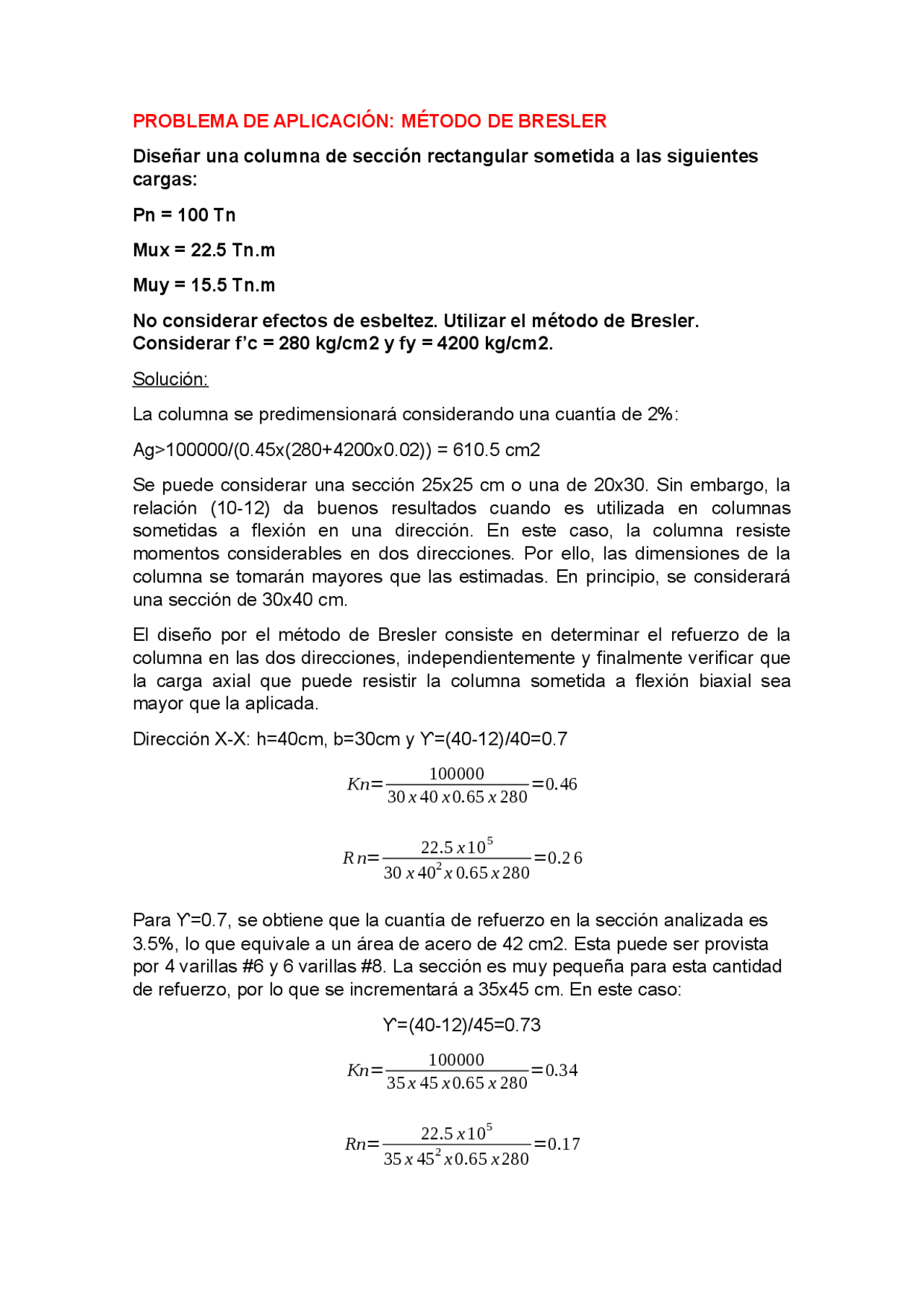 METODO BRESLER TEORIA Y PROBLEMAS - Docsity